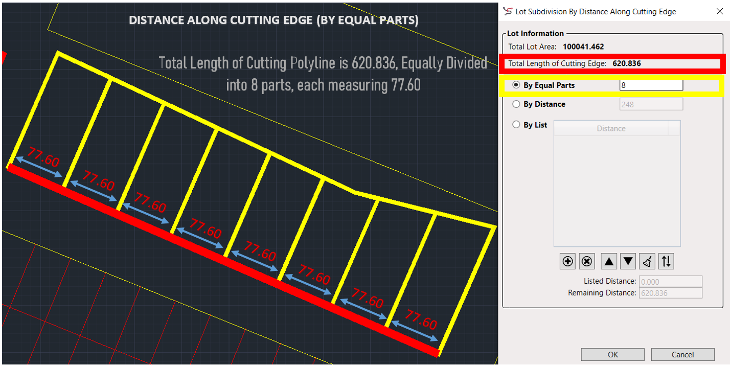 Lot Subdivision by Distance Along Cutting Edge | SPCAD